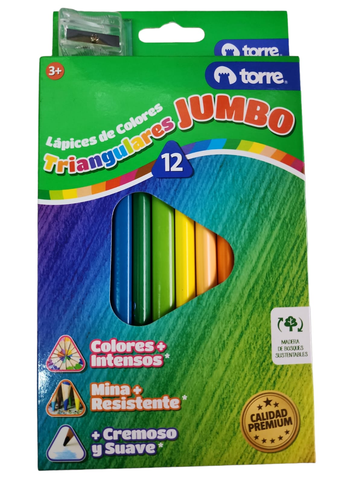 Lápices Triangulares 12 Colores Jumbo Torre Imagia – RT Insumos Digitales